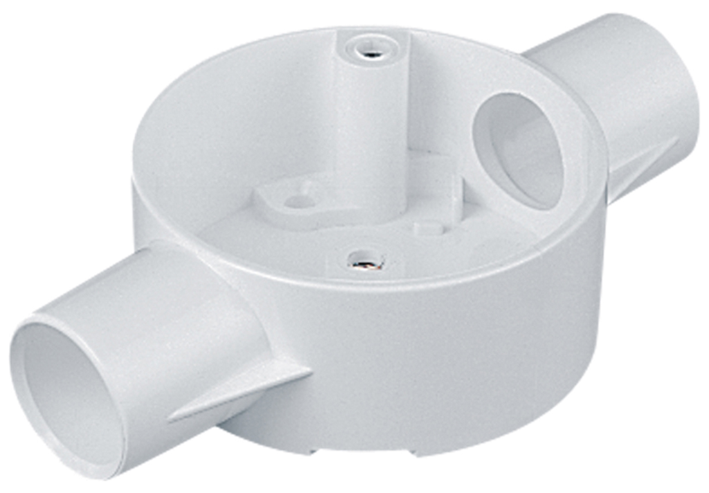 Marshall Tufflex 2MRB3WH | 20mm PVC Conduit Through Box, White - Go Sparky