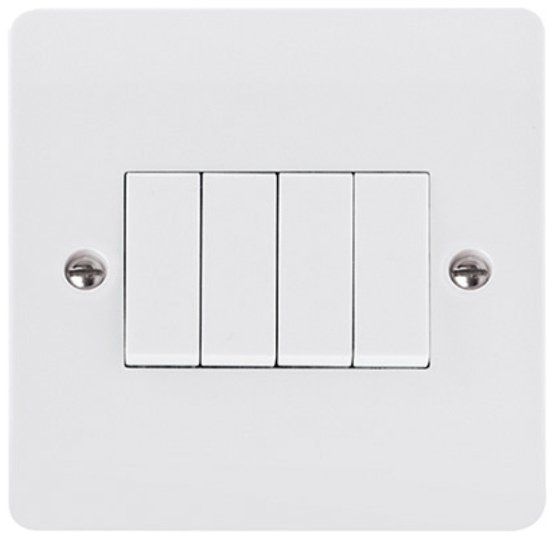 Click Scolmore CMA9014 Mode 10A 4 Gang 2 Way Single Switch Plat- Go Sparky
