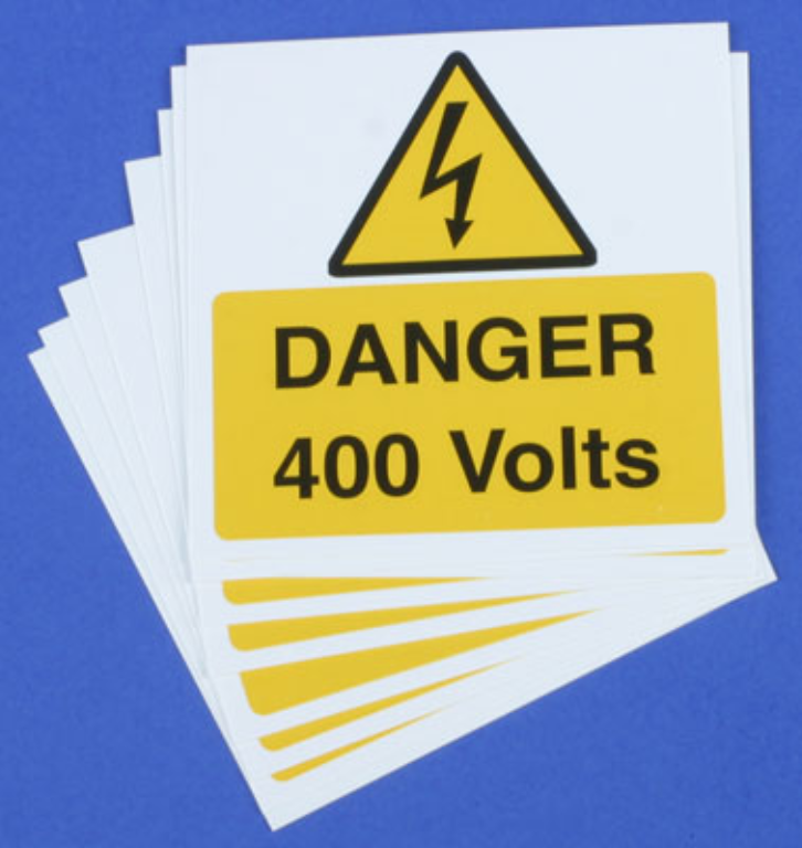 Industrial Signs IS2710SA Self Adhesive Danger 400 Volts Vinyl - Go Sparky
