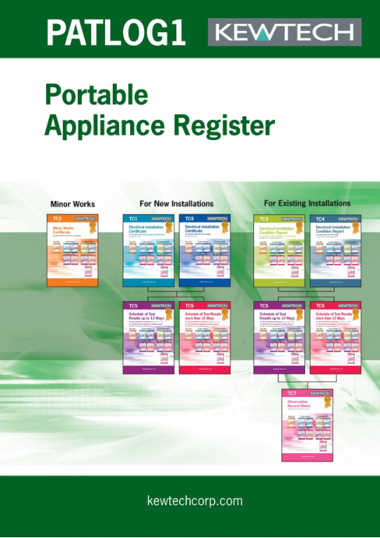 Kewtech PATLOG1 Portable Appliance Testing Log Book Register fo- Go Sparky