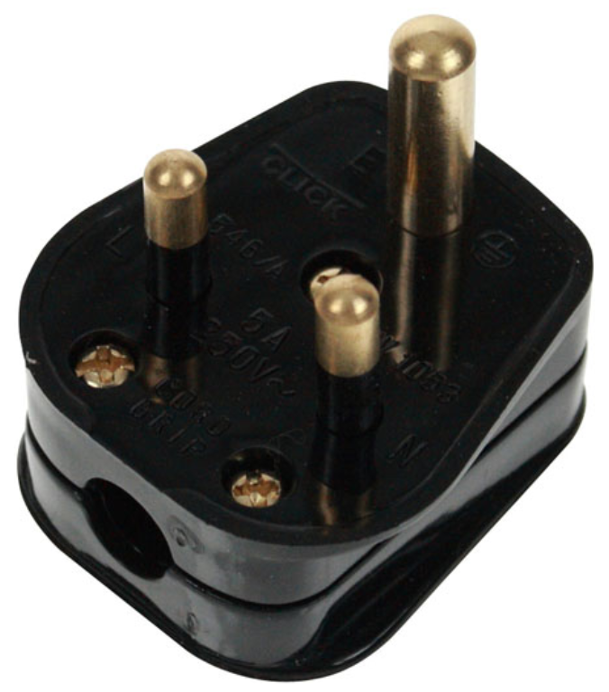 Click Scolmore PA176 | 5A Round Pin Electrical Plug Top, Black - Go Sparky