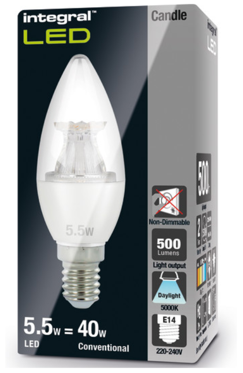 Integral LED ILCANDE14NF021 5.5W 5000K 500lm E14 Non-Dimmable C- Go Sparky