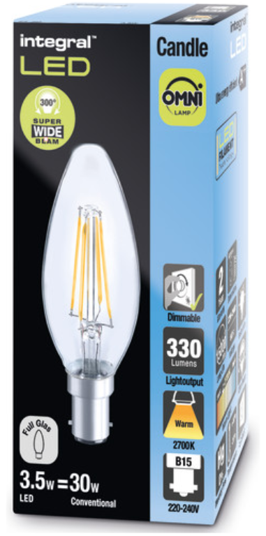 Integral LED ILCANDB15D051 4.5w 2700k 470lm B15 LED Dimmable Fi- Go Sparky